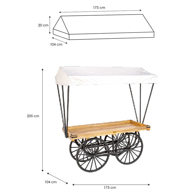 Location Etal de marché 175 x 104 cm H 205 cm - Options